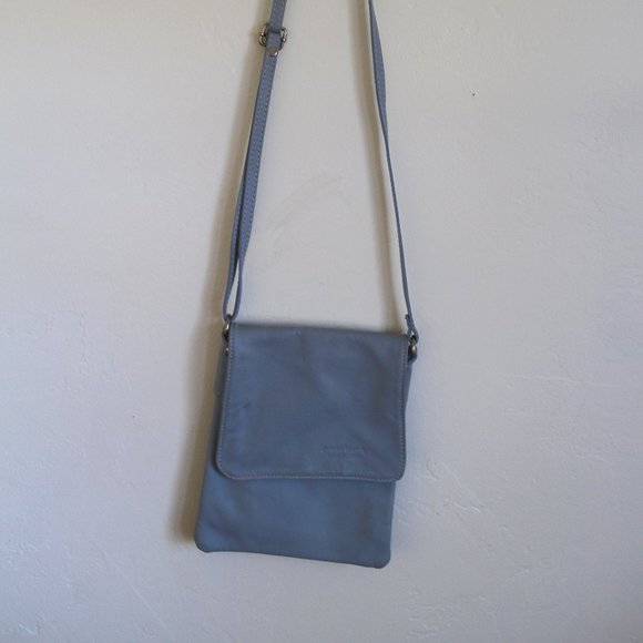 Bags | Light Blue Italian Leather Cross Body Purse | Poshmark